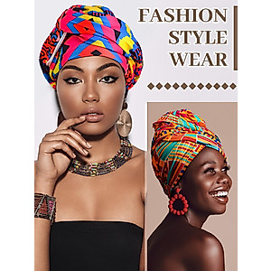 Funnysoft 4 Pcs African Scarf for Women Head Wraps for Black Women Stretch Turbans Jersey Hijab Scarf Hair Wraps Lightweight Headbands Cover