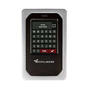 DataLocker DL4 FE 1 TB Password Protected Hardware Encrypted HDD, Easy Screen Guided Use, AES 256, IP64 Dust, TAA Compliant Trusted Supply Chain, OS Independent, USB-C/USB-A