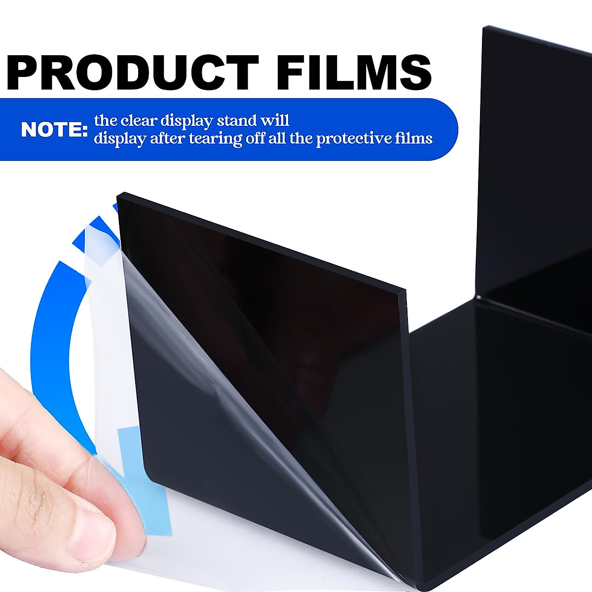 4 Set Acrylic Display Risers Medium and Large Display Stand Shelf Acrylic Risers for Display Cupcake Acrylic Riser Showcase Figure Jewelry Collectibles Stands Desktop Shelf for Organize (Black)