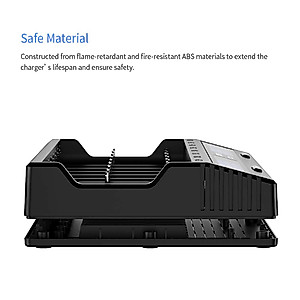 8 Bays Charger USB C Battery Charger XTAR VC8 Type C 3A Fast Charger 8-Bay Smart Charger LCD Display for 3.6V 3.7V Li-ion 1.2V Ni-MH C (Package Not Including Battery)