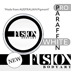 Fusion Body Art Face Paint | PRO Paraffin White (32gm), Professional Quality Water Activated Face and Body Paint Supplies Single Makeup Cake Hypoallergenic, Non-Toxic, Safe, Vegan, FDA Complia
