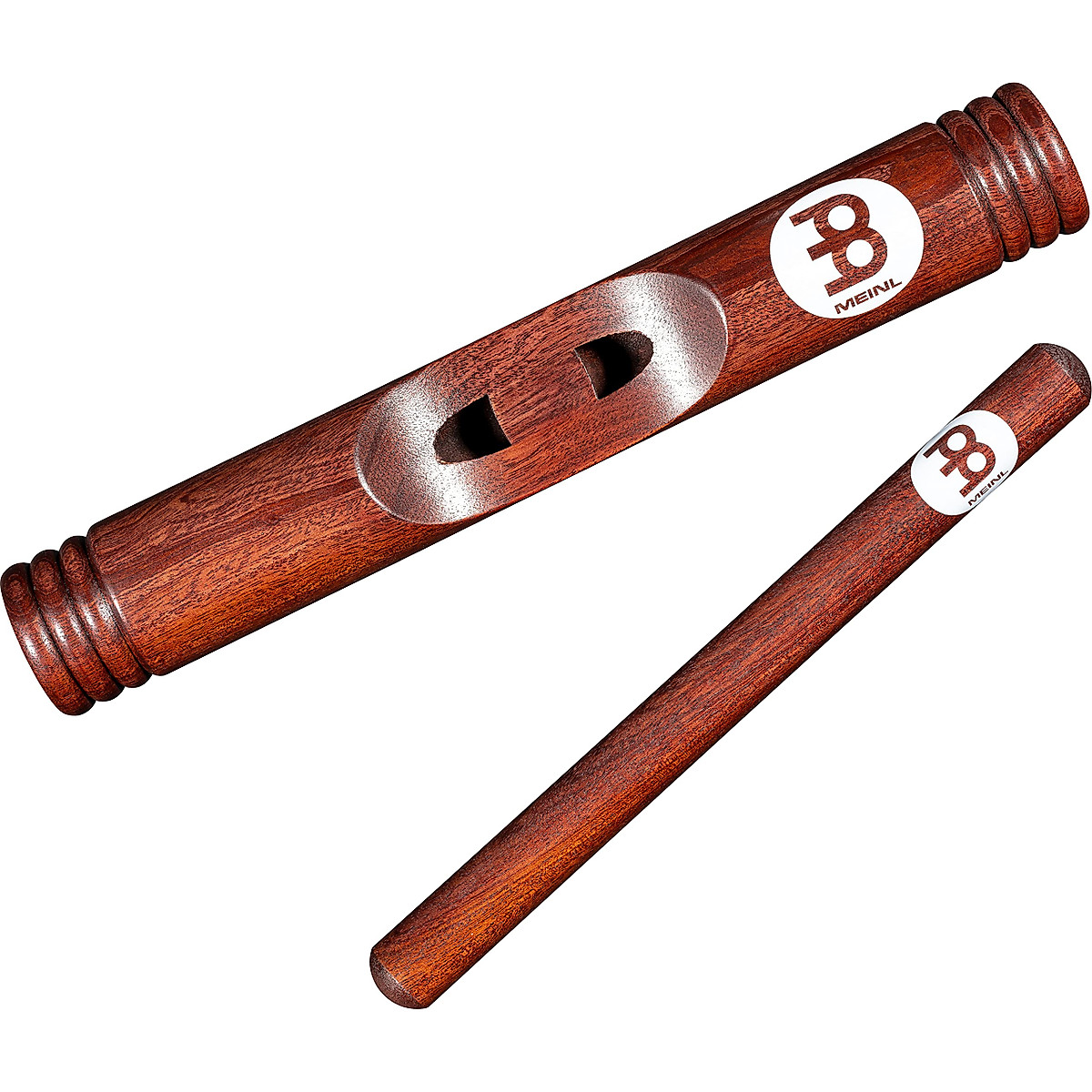 Meinl Percussion Red Finish African Select Hardwood Claves Musical Instrument Sticks, Hollow Body — NOT Made in China — for Live, Studio and Classrooms, 2-Year Warranty (CL3RW)