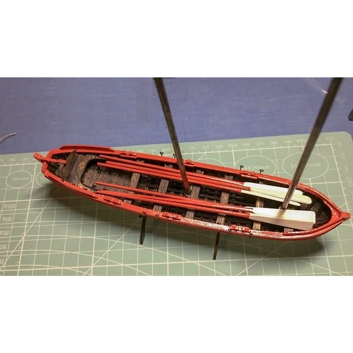 GAWEGM Ship Model - Whole Ribbed Double Mast Fishing Boat with Metal Accessories