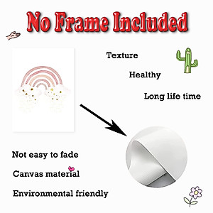 Bfgsrtcbox Pink Star Wall Art Moon Rainbow Pictures and Stars Canvas Decor Cloud Nursery Picture Girl Baby Room Painting 12x16inchx3pcs No Frame