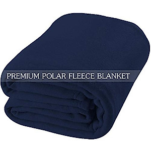 Fleece Blanket Twin Size - Polar Soft Brushed Fabric for Bed, Sofa, Living Room - Thermal Lightweight Spread - All Season Cozy Throw Blanket or Pet Blankets - 56’’ x 92’’ - Navy Blue