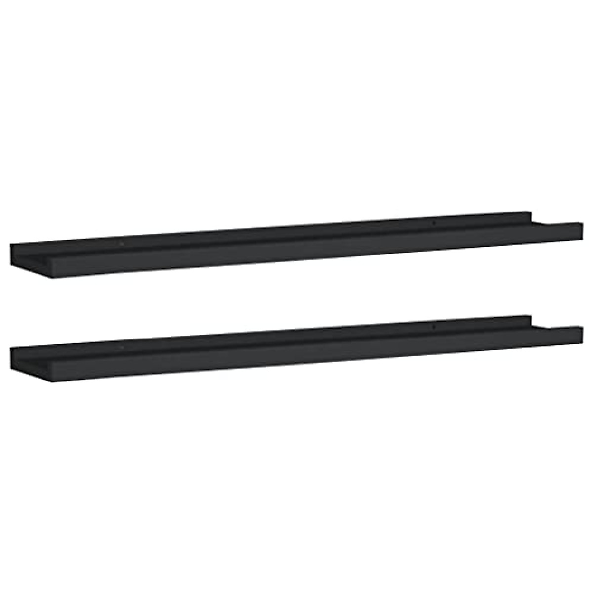 Natulvd Wall Shelves with Ledge, 31.5 Inch Floating Picture Ledge Shelf Set of 2, Narrow Wall Mounted Shelf for Decor and Display, for Bedroom, Living Room, Bathroom, Black