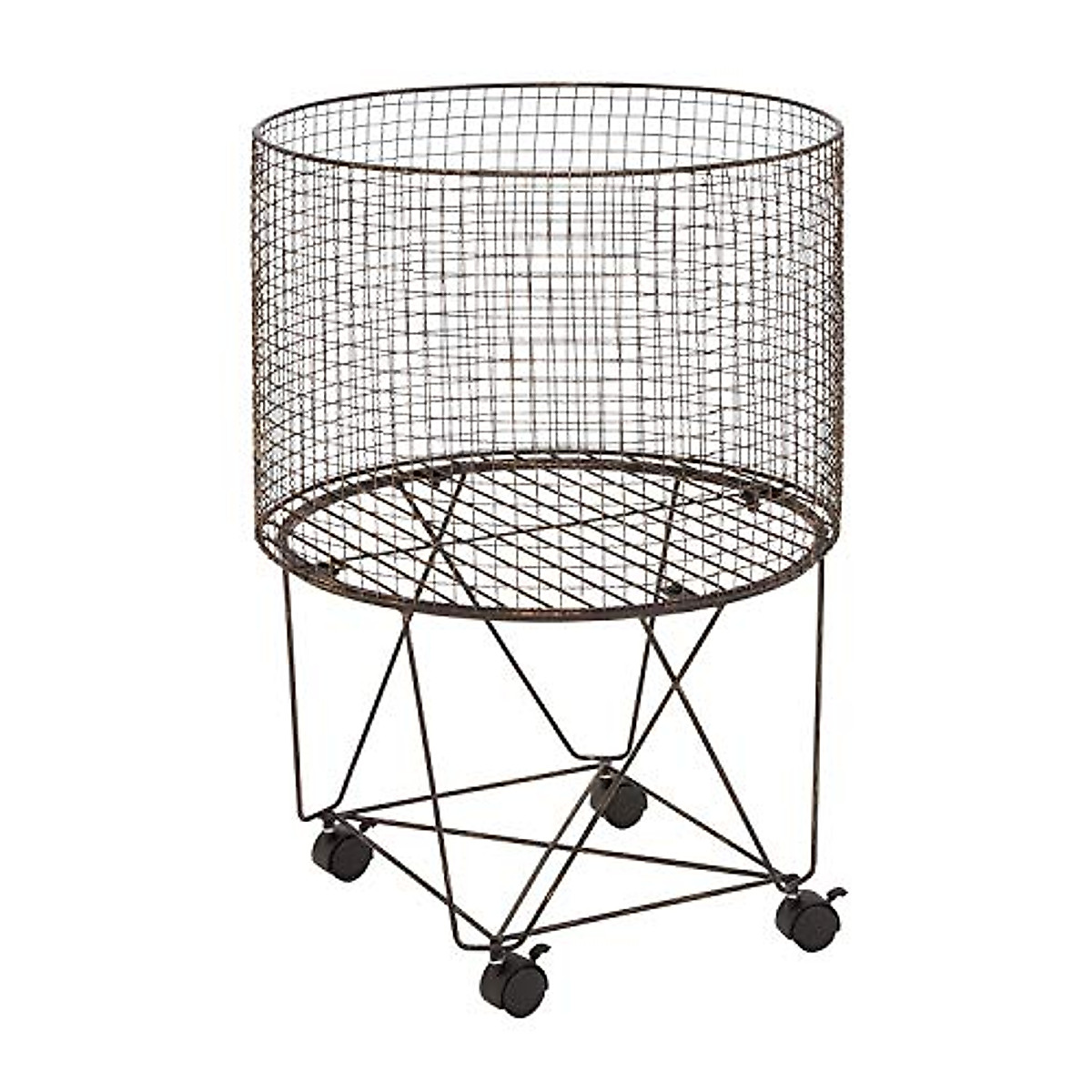 Deco 79 Metal Cylinder Storage Cart with Wheels, 20" x 20" x 28", Bronze