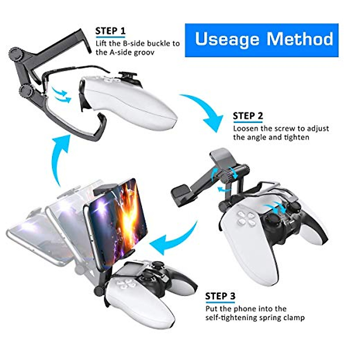 OIVO PS5 Controller Phone Mount Clip, Mobile Gaming Clip Cell Phone Stand Holder Replacement for Playstation 5 Dualsense Controller Remote Play