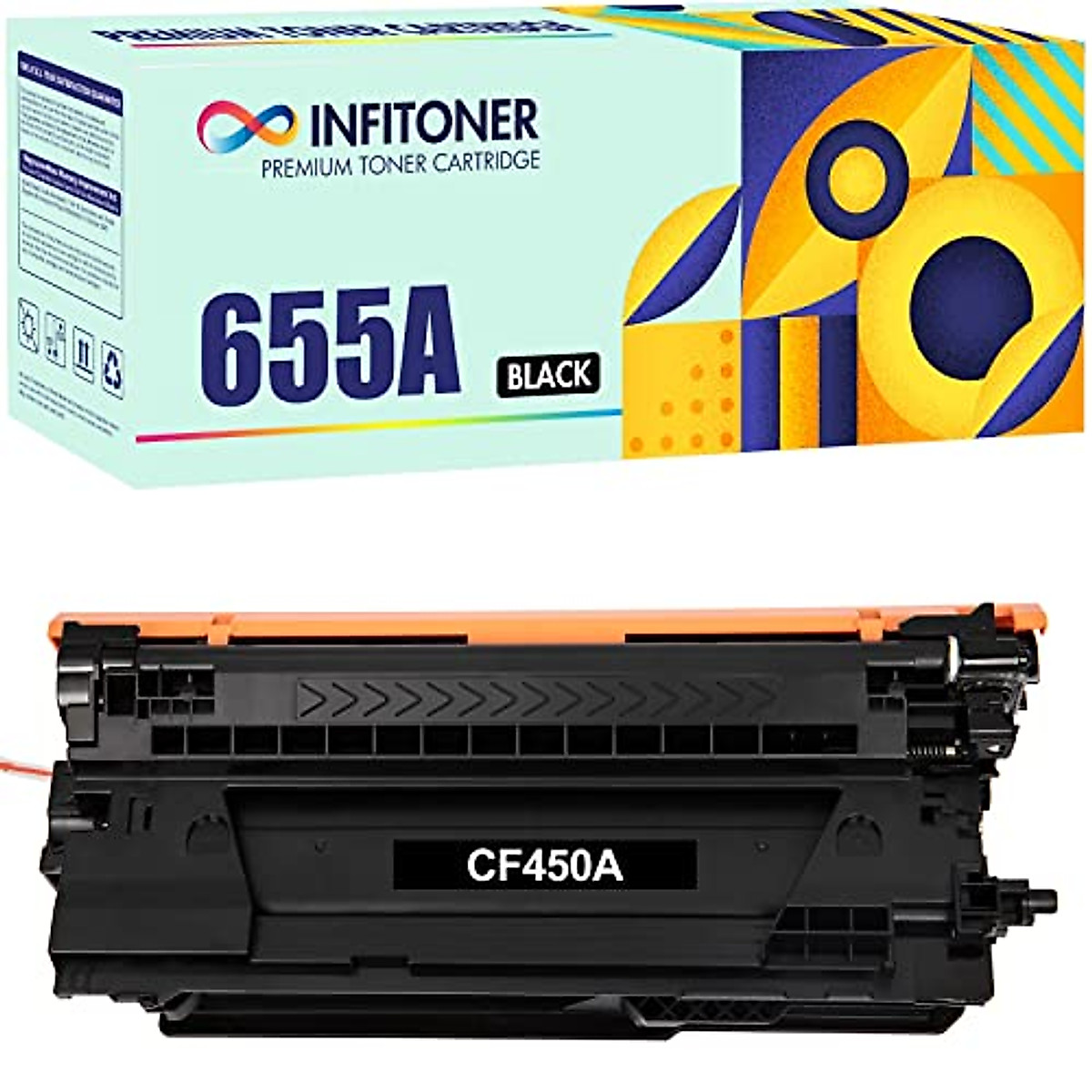 655A Toner Cartridge Compatible Replacement for HP 655A CF450A Black Toner Cartridge for HP Color Laserjet Enterprise M652n M652dn M653dn M653x M653dh MFP M681dh M681f M682z Printer Ink (1-Pack)