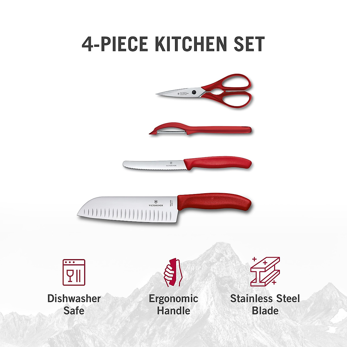 Victorinox Swiss Army 6.7131.4G Swiss Classic Knife Set Red Set of 4