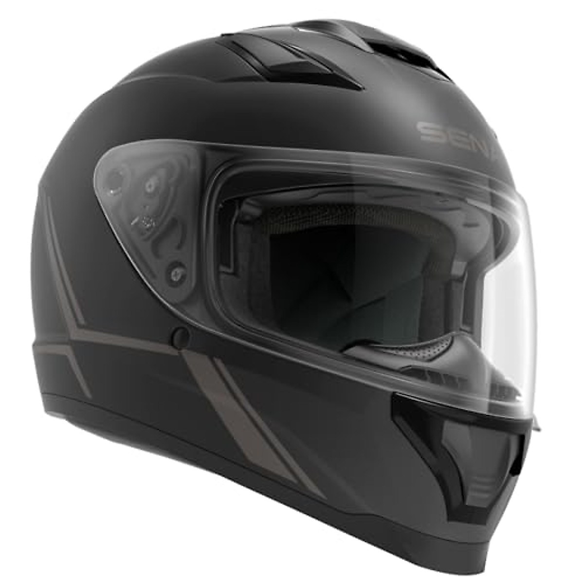 Sena Stryker Full Face Smart Helmet with Integrated Mesh and Bluetooth Communications, LED Taillight, and Sound by Harman Kardon, DOT (Matte Black, Medium)