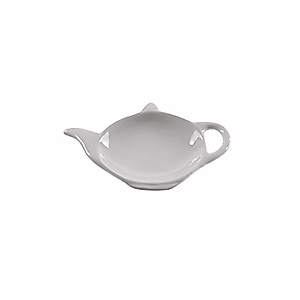 10 Strawberry Street Whittier 4.5" Teabag Holder Dish, Set of 6, White