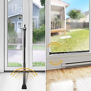 HoneSecur 2-in-1 Door Security Bar with Alarm & Sliding Patio 28″ Door Stopper 120db Loud Alert Siren Security Jammer Bar Window Child Proof Adjustable Constructed of High Grade Iron - Black