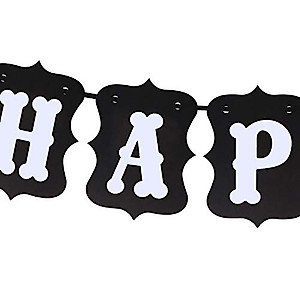 LINGTEER Happy Birthday Black and White Bunting Banner Decorations Birthday Party Photo Prop Decorations Sign.
