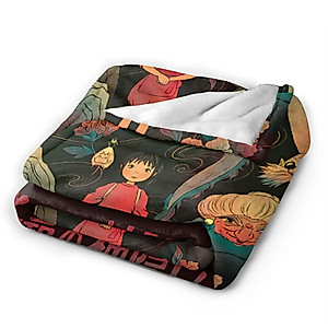 NVBCXVN Flannel Spirited Anime Away Toto'ro Blankets Lightweight Soft Warm Blanket Plush Air Conditioned Throw Blankets for Teen Couch Bed Sofa Living Room Chair 40""x30"", Black 1