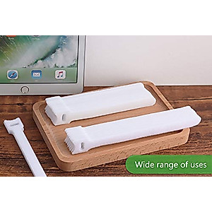 PASOW 60pcs Fastening Microfiber Cloth Cable Ties Wire Management (6/7/8 Inch, White)