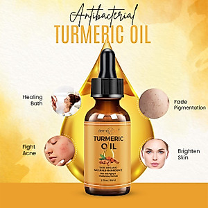 DERMAXGEN Turmeric Oil + Organic Moisturizer & Reduce Acne, Dark Spot Remover, Clear skin Tone, Hydrate Dull & Dry Skin, Anti Aging Skin Care Glow Oil for Face, Neck & Eye (2 FL OZ/60 ML)