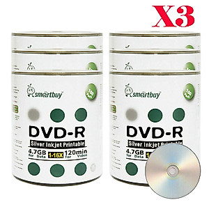 Smartbuy 1800-disc 4.7gb/120min 16x DVD-R Silver Inkjet Hub Printable Blank Recordable Media Disc