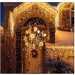 Toodour Christmas Icicle Lights Outdoor, 360 LED 29.5ft 8 Modes Fairy Icicle String Lights with 60 Drops, Led Christmas Twinkle Lights for Holiday, Party, Wedding, Christmas Decorations (Warm White)