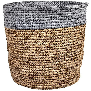 Bloomingville Set of 2 Beige & Grey Natural Seagrass Baskets, Natural & Grey