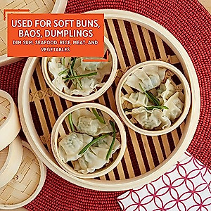 Imusa USA PAN-10015T 10" 2 Layer Traditional Asian Bamboo Steamer, 1 Piece, Tan
