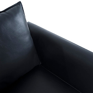 Naomi Home Modular Sofa Middle Module with Storage Accent Armless Chair for Modular Sofa Customizable Sectional Sofa Couch Accent Armless Chair, Air Leather, Black