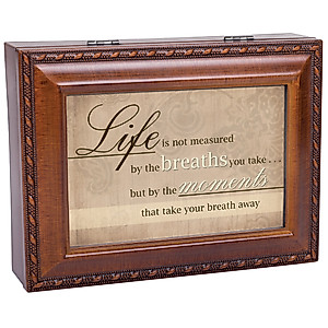 Cottage Garden Life is Woodgrain Rope Trim Music Box Plays Edelweiss