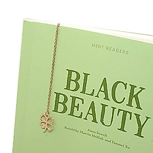 yueton Metal Leaf Bookmarks Clover Leaf Bookmarkers Rose Gold Plated Brass Page Marker with Metal Pendant for Book Lovers