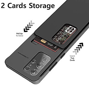 GOOSPERY Sky Slide for Galaxy S21 Ultra Case 6.8"(2021) Card Holder Case, Dual Layer [TPU+PC] Protective Bumper with Wallet Function Phone Cover (Black)