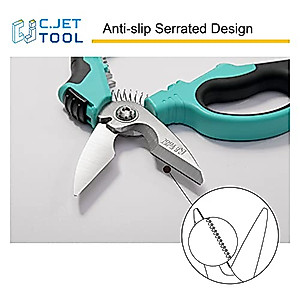 C.JET TOOL 8" Stainless Angle Type Electrician Scissors Heavy Duty Professional for Aluminium Copper Soft Cable