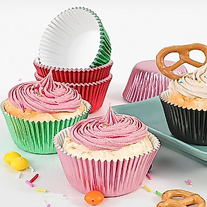 Caperci Pink Foil Cupcake Muffin Liners Standard Size Baking Cups 150-Pack - Premium Greaseproof & Sturdy