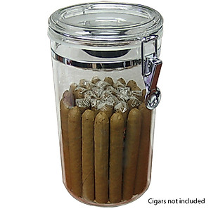 Prestige Import Group AJ25 25 Count Acrylic Humidor Jar with Humidifier and Spanish Cedar Interior Lining on Bottom