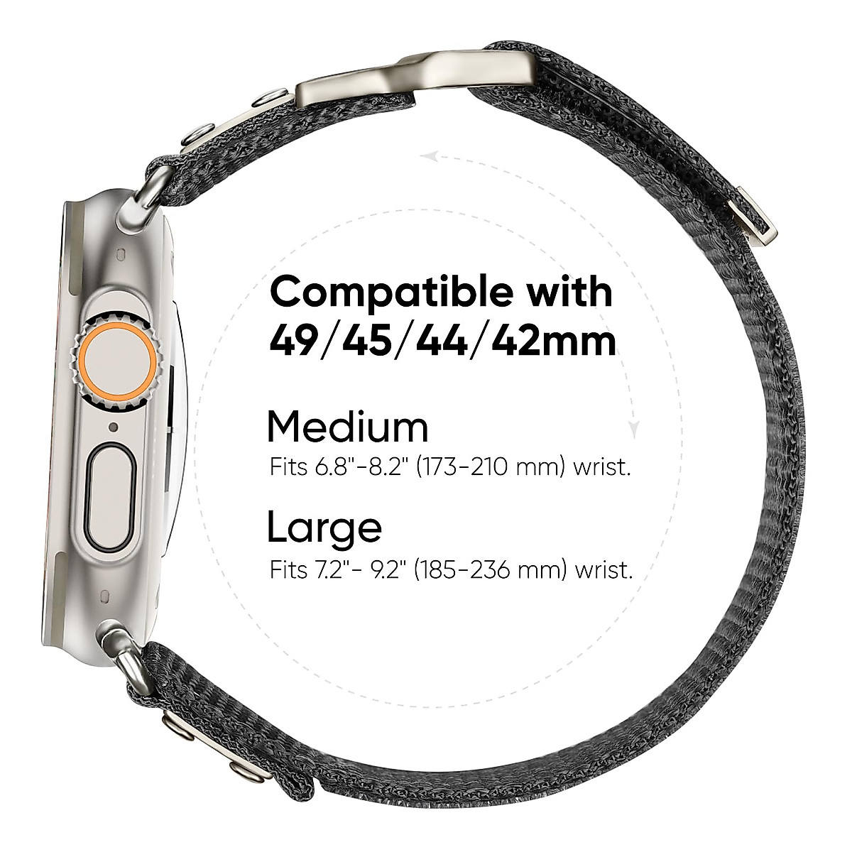 Suitisbest Sport Band Compatible for Apple Watch Ultra 2 Band/Apple Watch Ultra Band 49mm 45mm 44mm 42mm for Men, Ultra Wide Nylon Sport Strap Wristband for iWatch Ultra Series 9 8 7 6 5 4 3 SE