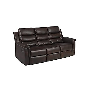 YUNLife&Home PU Leather Manual Wall Hugger Chair with 2 Cup Holders&Pillow Top Armrest,Double Reclining Sectional Sofa 3-Seat Couch Loveseat for Living Room Apartment Office RV Theater Furniture Set