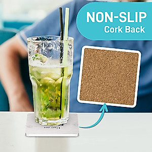 Funny Coasters for Drinks Absorbent with Holder - 6 Pcs Novelty Gifts Set - 6 Sayings - Unique Present for Friends, Men, Women, Housewarming, Birthday, Living Room Decor, White Elephant, Holiday Party