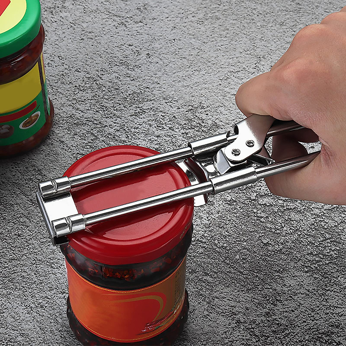 Jar Opener Stainless Steel Retractable Can Opener Manual Adjustable Stainless Steel Can Opener Multifunctional Jar Bottle Opener Bottle Jar Lid Gripper Kitchen Accessories 2pcs (2Pcs)