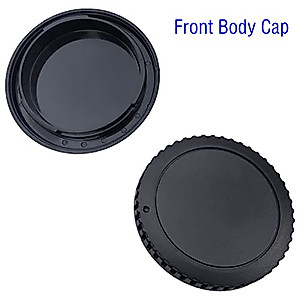 Camera Body Cap and Rear Lens Cover Compatible with Canon EOS EF EF-S Mount Camera T7 T6 90D 80D 77D 70D 60D 5Ds 1DX 5D 7D / 6D Mark II III 200D Rebel SL3 SL2 T6i T7i T6S T4i T5i T5 T3[2 Sets]