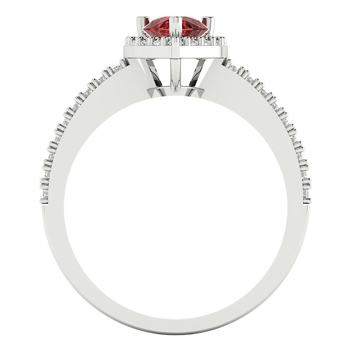 Clara Pucci 1.22 ct Pear Cut Solitaire Natural Deep Pomegranate Dark Red Garnet Designer Anniversary Bridal Engagement Ring 14k White Gold