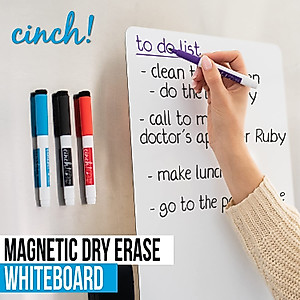17x11 Stain-Resistant Magnetic Whiteboard for Fridge - Includes 4 Markers and Big Eraser with Magnets - Magnetic Dry Erase Board | Refrigerator White Board Organizer and Planner