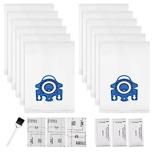 Improvedhand 12 Packs 3D Airclean Bags Replacement for Miele GN Vacuum Cleaner Bags Fit for Miele Classic C1 Complete C1 C2 C3 S2 S5 S8 S400 Series with 3 Motor Protection Filters, 3 AirClean Filters