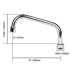 TNROTED 8 Inch Faucet Swivel Spout Replacement Kit for Commercial Kitchen Sink Faucet, 360° Commercial Faucet Swivel Spout with 2.2 GPM Aerator, Chrome Finish