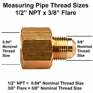 Celestial 3/8" Male Flare by 1/2" Female NPT Coupling, Brass Adapter for Outdoor Gas Fire Pits, Fireplaces, and Grills