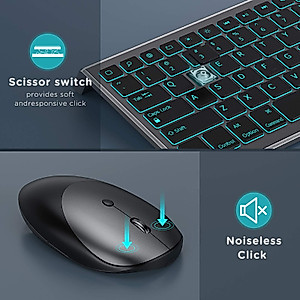 Keyboard and Mouse for iPad, iPhone, Wireless Bluetooth Backlit Keyboard and Mice for iPad 10.2 2019, 2020, iPad Air 4, iPad Pro 11, 12.9 in, iPhone 8, iPhone 11, ect, Space Gray