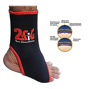 2Fit Elasticated Neoprene Ankle Foot Brace Support Pain Injury Relief Leg & Foot (S/M)