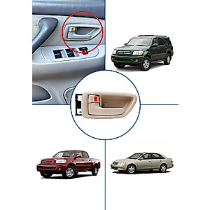 Interior Door Handles Set W/ Bezel (4Pcs), Compatible with 2000-2007 Toyota Avalon Sequoia Tundra（Crew Cabs), Beige, Front & Rear Inside Left Driver & Right Passenger | 69206-0C030-E1,69205-0C030-E1