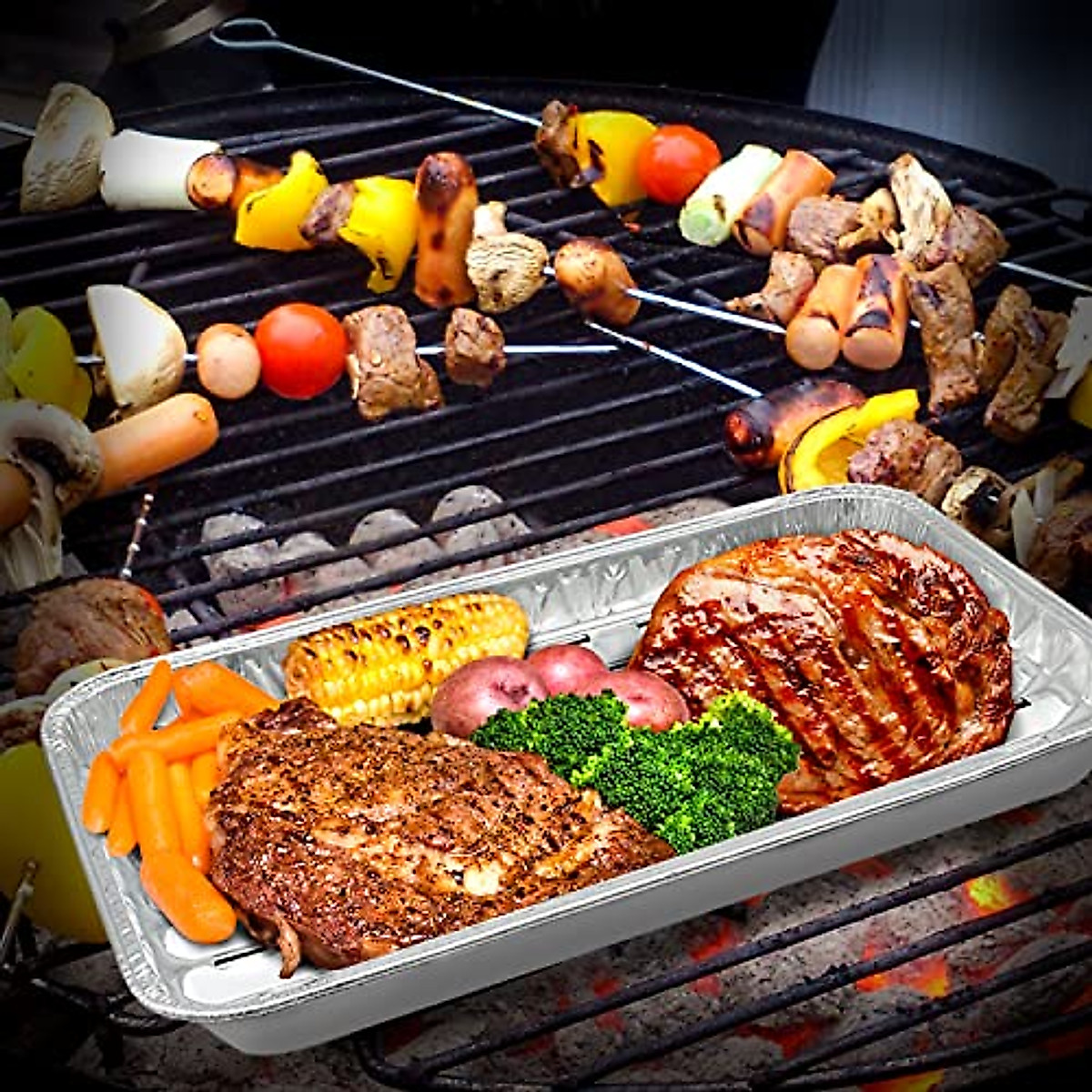 Disposable Aluminum Broiler Pans with Holes – Good for BBQ, Grill Trays – Multi-20 Pack of Durable Aluminum Sheet Pans 13.4" x 9" x 0.85"
