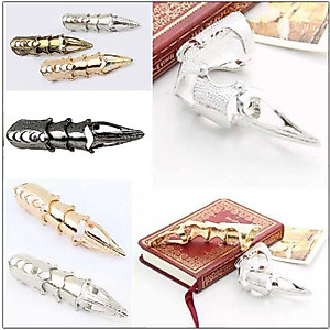 DEBOTTY Punk Finger Claws Rings Set for Women Men Gold Black Silver Bronze Knuckle Full Finger Ring Punk Gothic Ring (4pcs Silver+Black+Gold+Bronze)