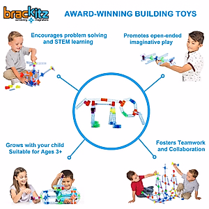 Brackitz Mini STEAM Education Center | STEM Construction Building Block Toy | Sensory Learning Toys for Children PreK-6 | 204 Pc Set