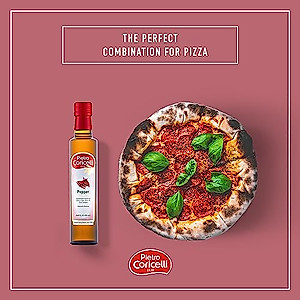 PIETRO CORICELLI: Natural Red Pepper Flavored Extra Virgin Olive Oil (EVOO) | Cold Pressed | Condiment of Mediterranean Cuisine | Add Rich Flavor to your Gourmet Dishes (250ML 8.45 FL OZ)