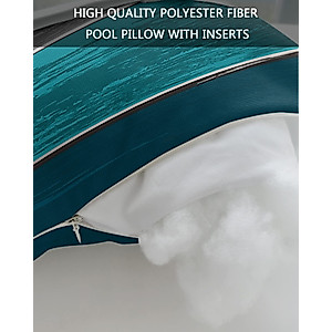 Summer Ombre Blue-Green Grey Farm Wood Grain Outdoor Beach Chair Pillow Headrest for Chaise Lounge Chair, Recliner Head Pillow with INSERTS & Elastic Stripes 11x16(2 PCS)